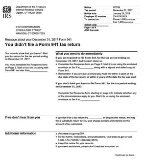 CP259: Notice of Failure to File a Tax Return